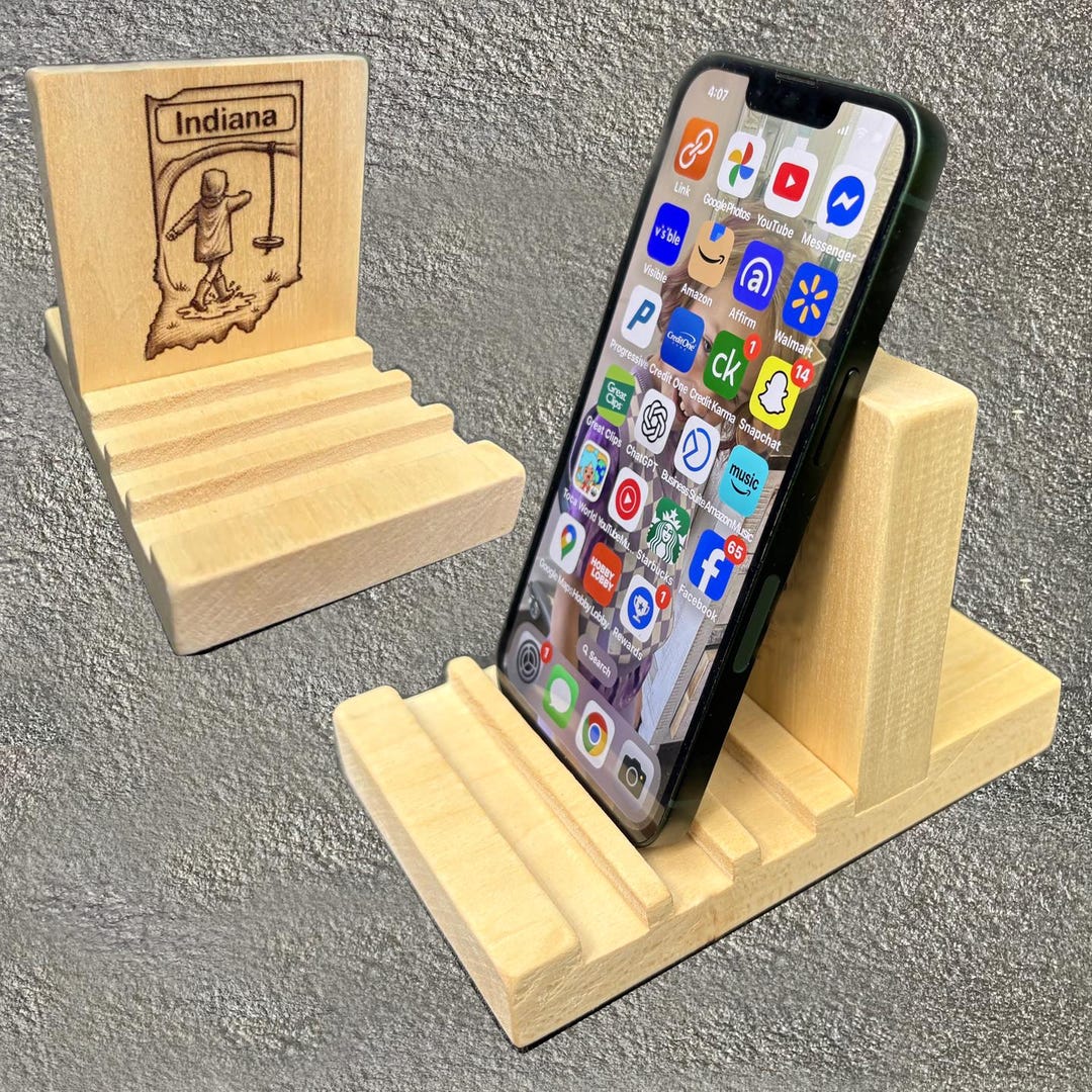 IPhone or iPad Wood Stand With a Custom Laser Engraved Design. - Etsy