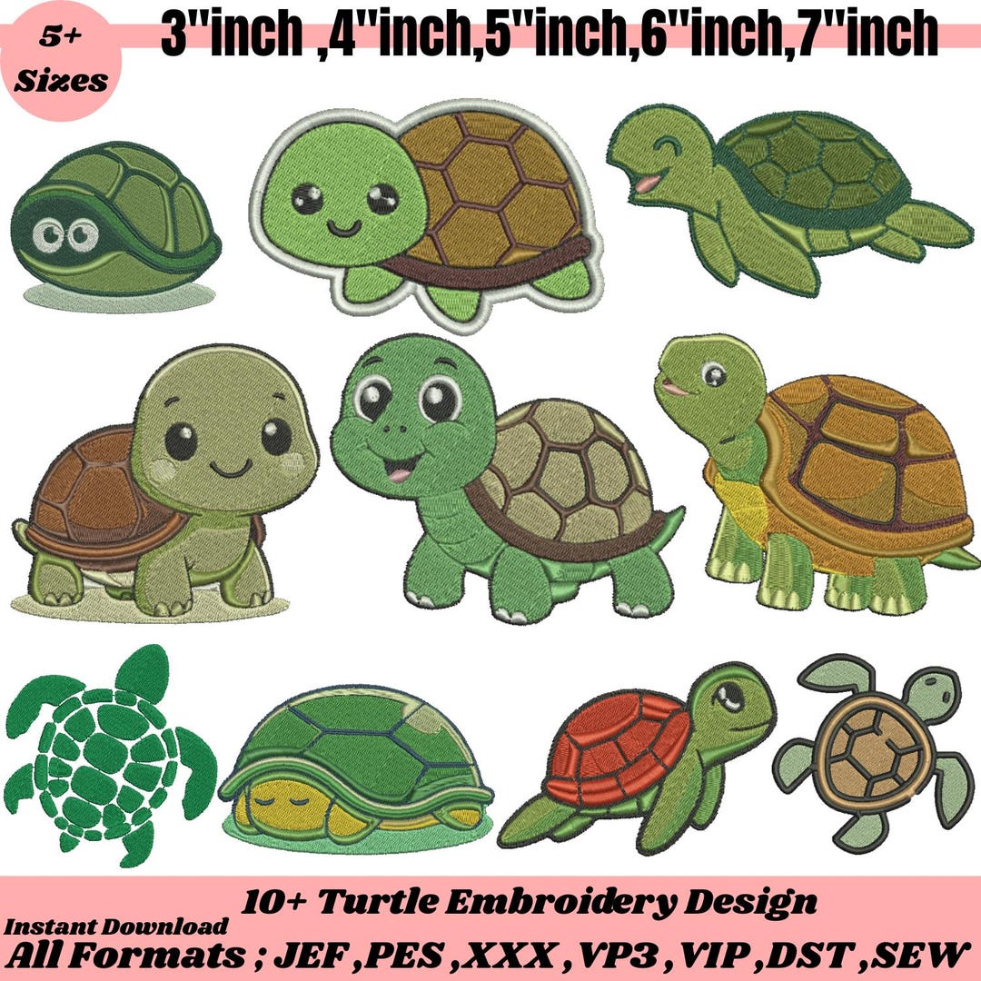 Turtles Machine Embroidery Designs Cute Turtle Embroidery Mini Turtle ...