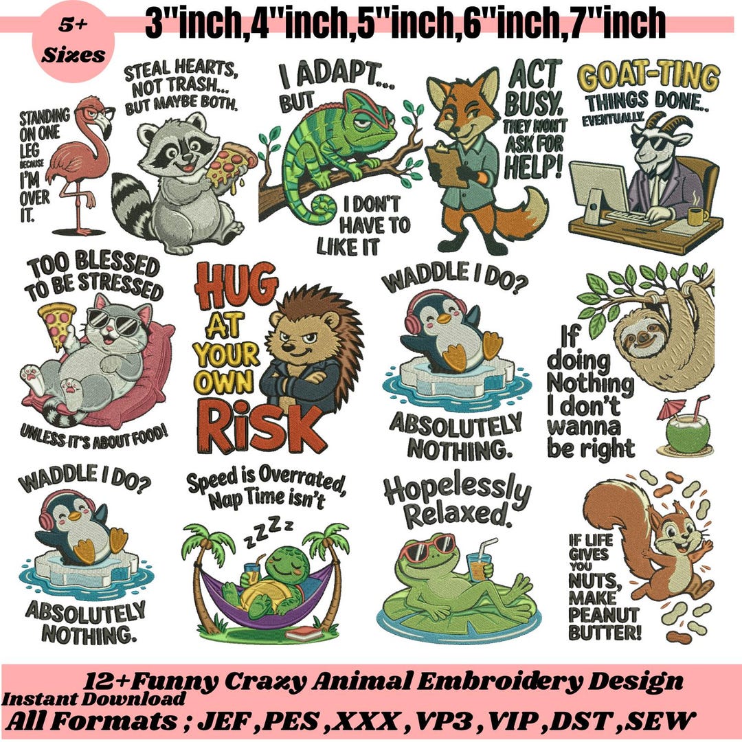 Animal Hand Machine Embroidery Design Bundle Baby Animals Embroidery ...