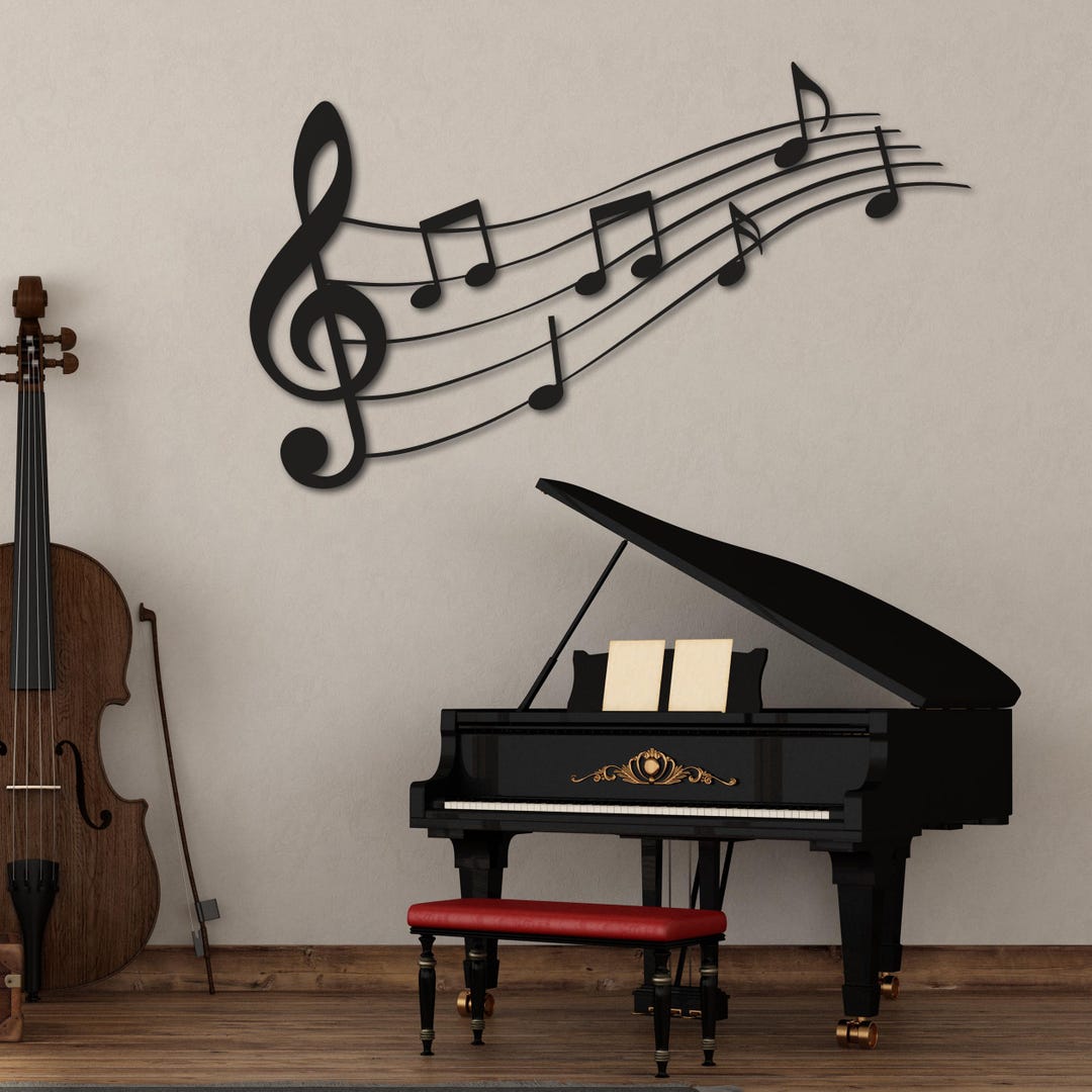 Music Notes Metal Wall Art, Musical Staff Wall Decor, Treble Clef Metal ...