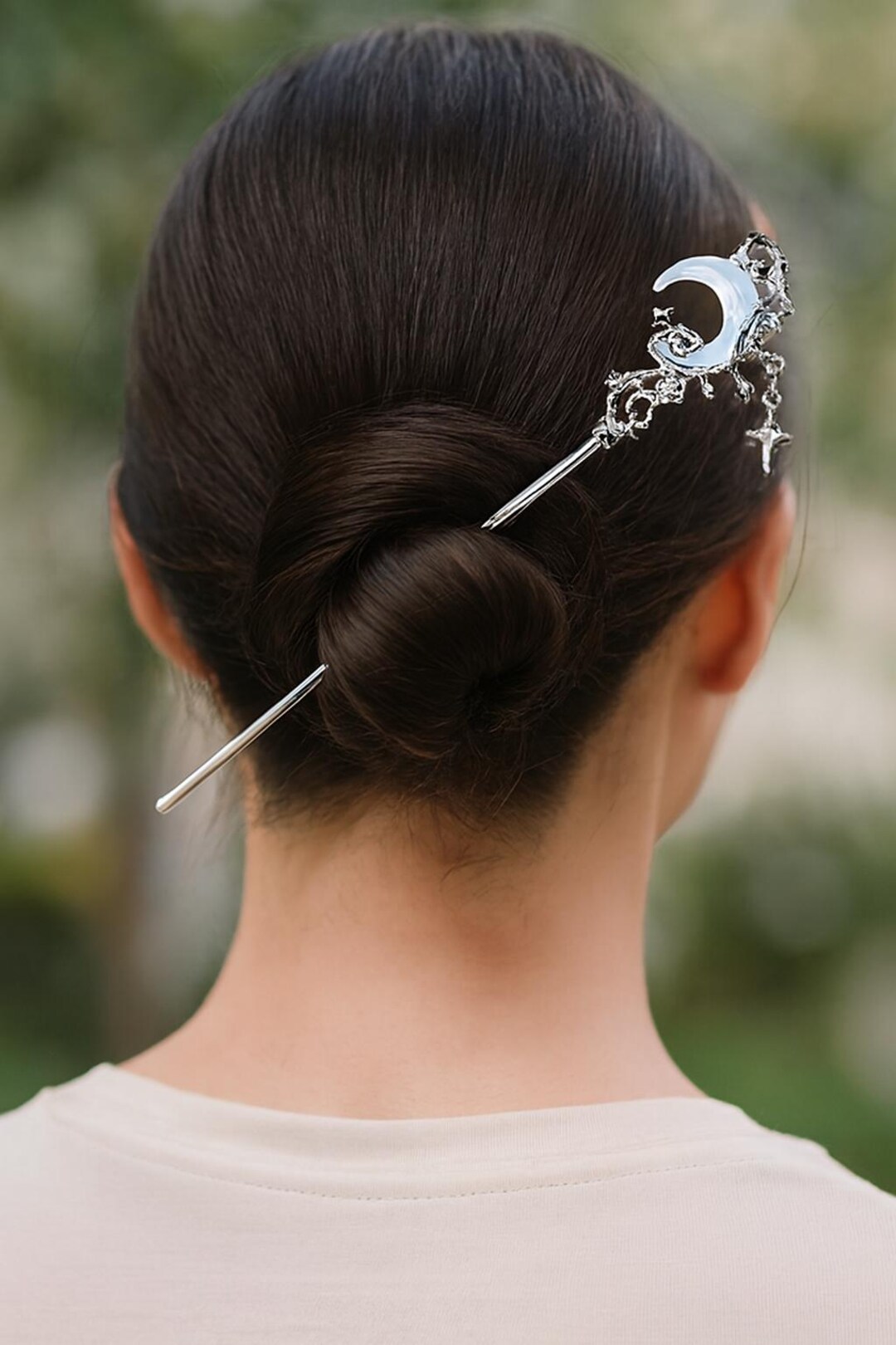 Moonstone Chinese Hair Stick Star & Moon Hairpin | Elegant Tassel Hair ...