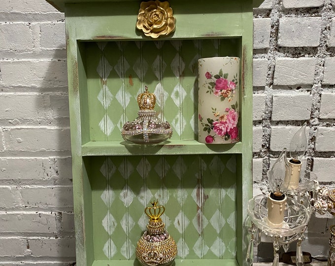 Shabby Wood Wall Shelf, Sage Green Vintage Wall Display - Etsy