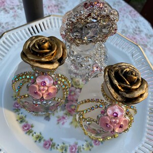 Eclectic Vanity Set: Royal Frankonia Plate, Crystal Rhinestone Bottles ...