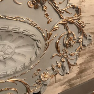 A Large Baroque Ceiling Medallion, Liquid Gold, Light Gray Rococo ...