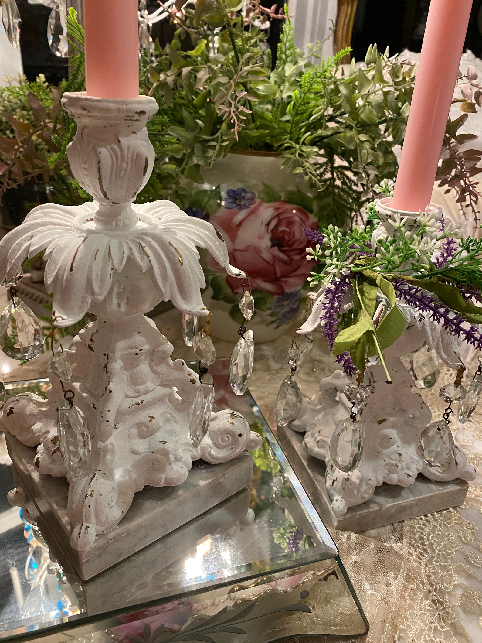 A Pair of Vintage Brass and Marble Candle Holders Vintage - Etsy