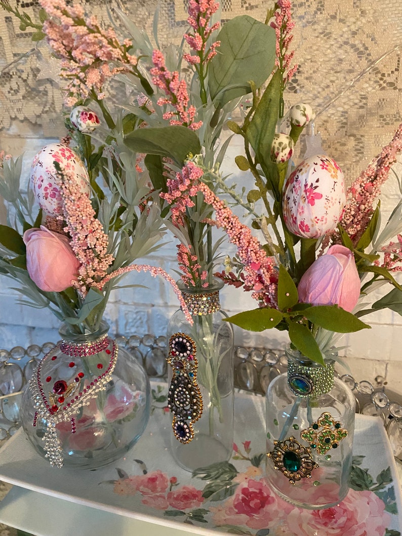 Spring Fling Centerpiece Rhinestone Bottles Easter Display - Etsy