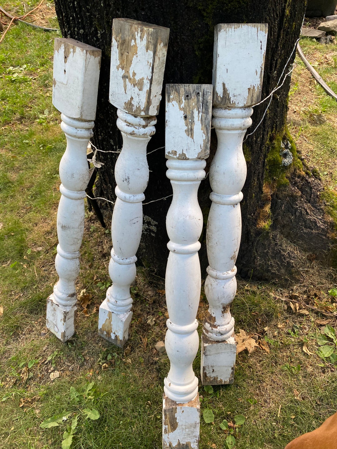 Antique Half Spindles, Chippy Paint Architectural Salvage (set of 4) - Etsy