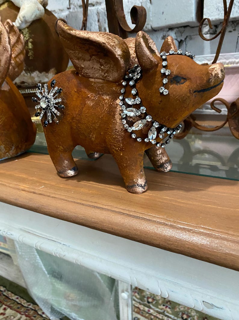 A Pair of Aged Flying Crown Pigs, Rusty Set, Shelf Sitters - Etsy