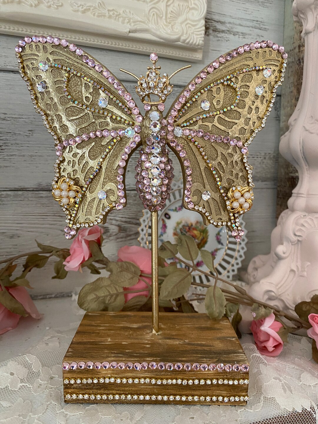 Sparkly Tabletop Butterfly, Ornate Butterfly With Rhinestones - Etsy