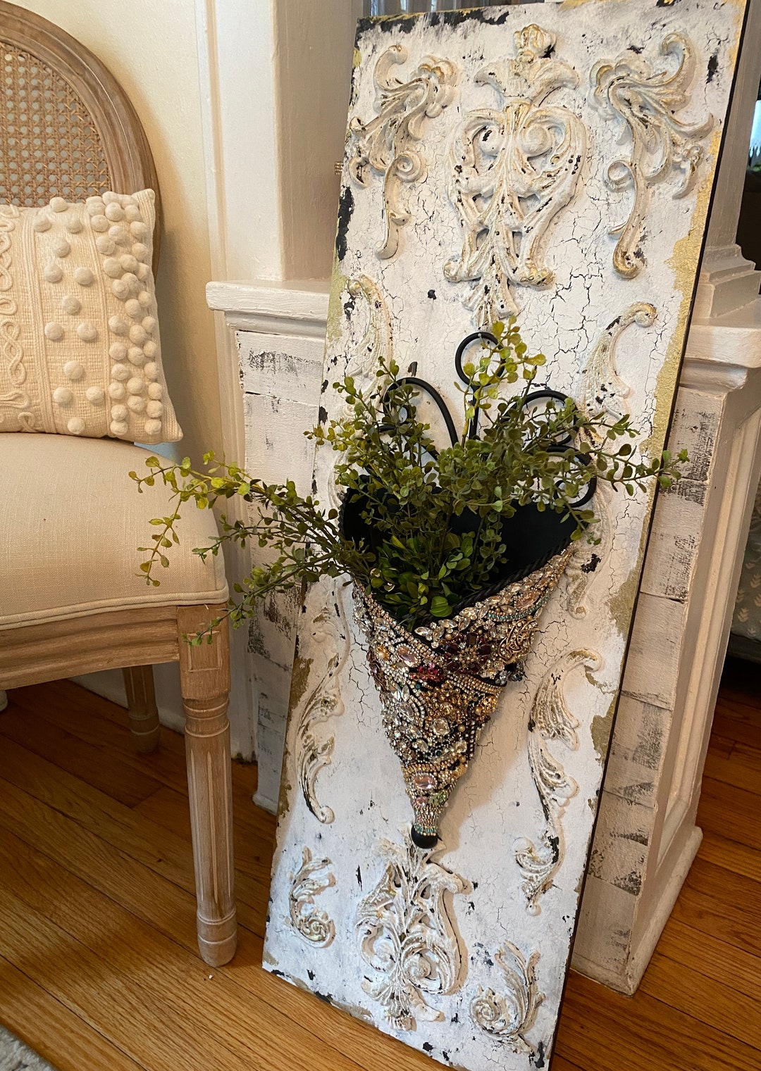 French Style Wall Hanging With Embellished Wall Cone - Etsy