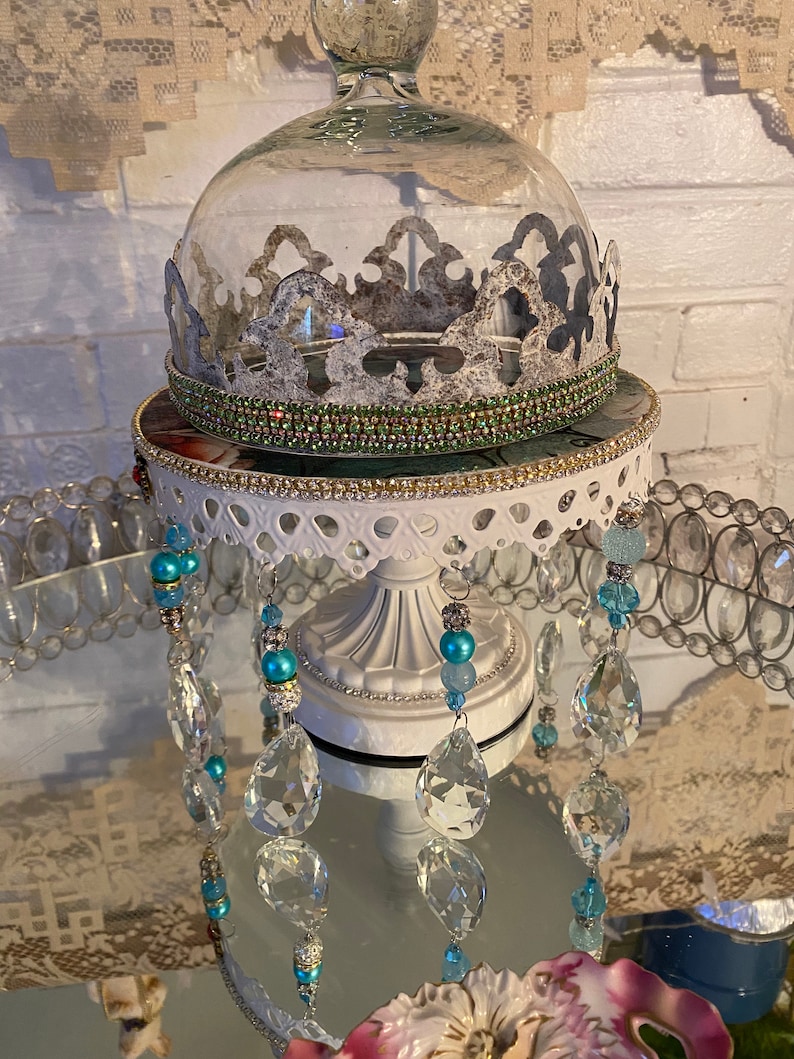 An Eclectic Style Raised Tray With a Glass Dome/cloche - Etsy