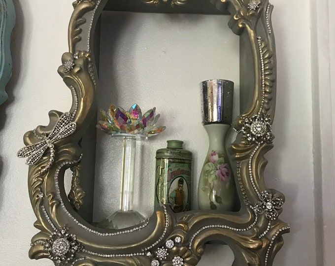 French Baroque Style Shadow Box, Rhinestones, Wall Shelf - Etsy