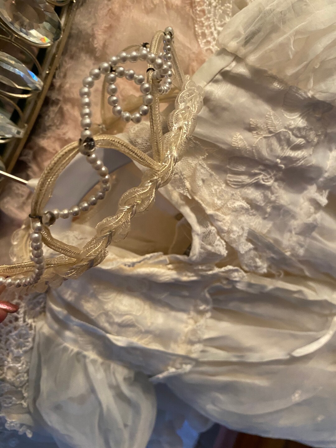 4 Piece Christening Set, Vintage Bonnet, Crown, Gown, Coverlet, Very ...