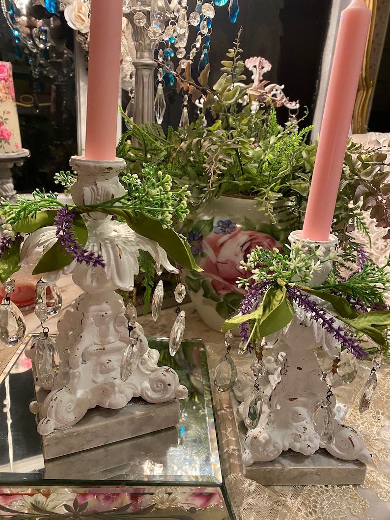 A Pair of Vintage Brass and Marble Candle Holders Vintage - Etsy