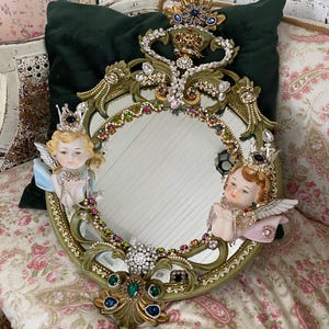 Vintage Crowned Angel Wall Mirror: Baroque Rhinestone Decor - Etsy