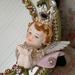 Vintage Crowned Angel Wall Mirror: Baroque Rhinestone Decor - Etsy