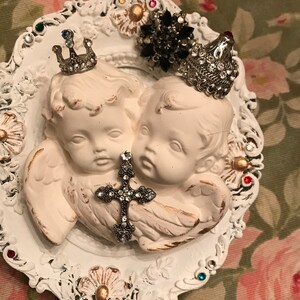 Adorable Framed Double and a Single Angel Rhinestones Baroque - Etsy