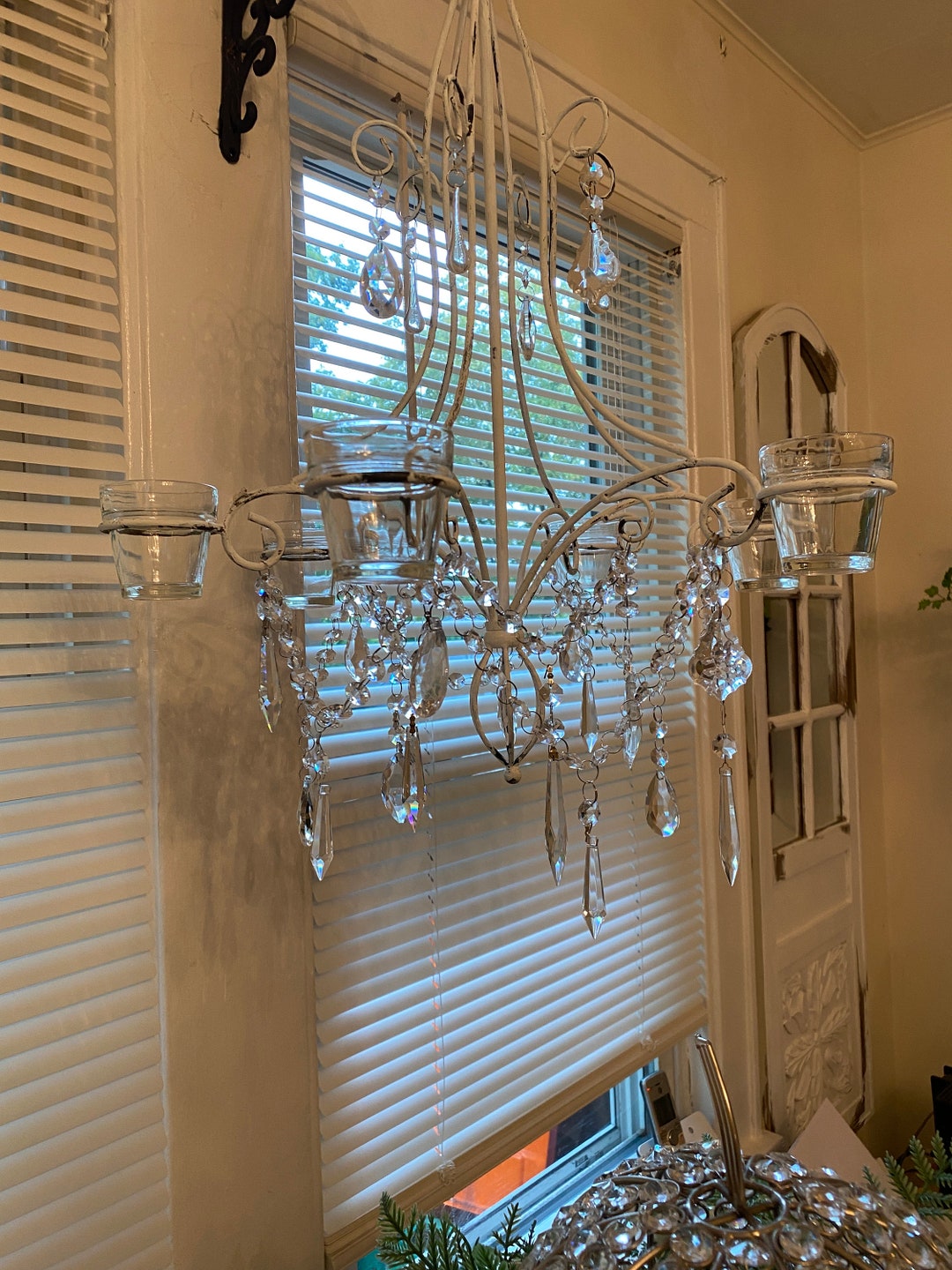 Sparkling Candle Chandelier, Wedding Lighting, Glass Crystals, Candle ...