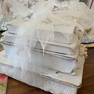 Victorian Style Book Stack, 4 Antique Tattered Books, Lace, Table Decor ...