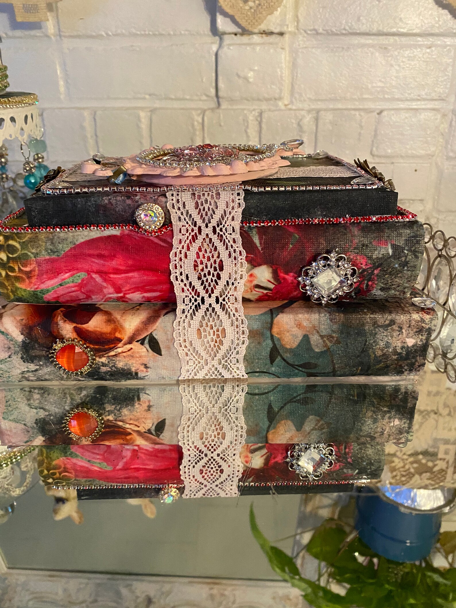 A Bohemian Style Bookstack, With Jewels, Table Decor, Books - Etsy