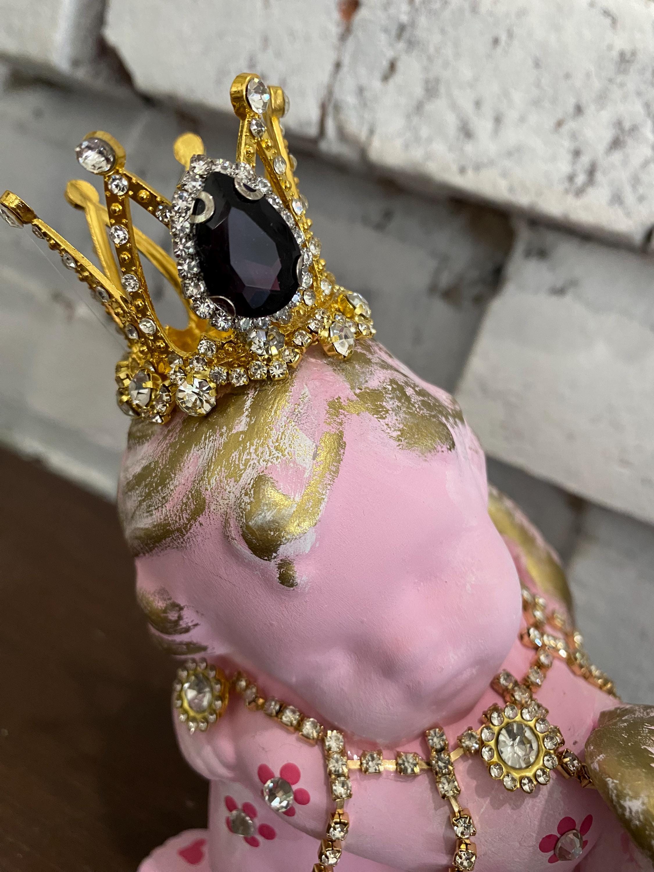 Crowned Cherub Figurine: Pink or Gray, Rhinestone Nursery Decor - Etsy