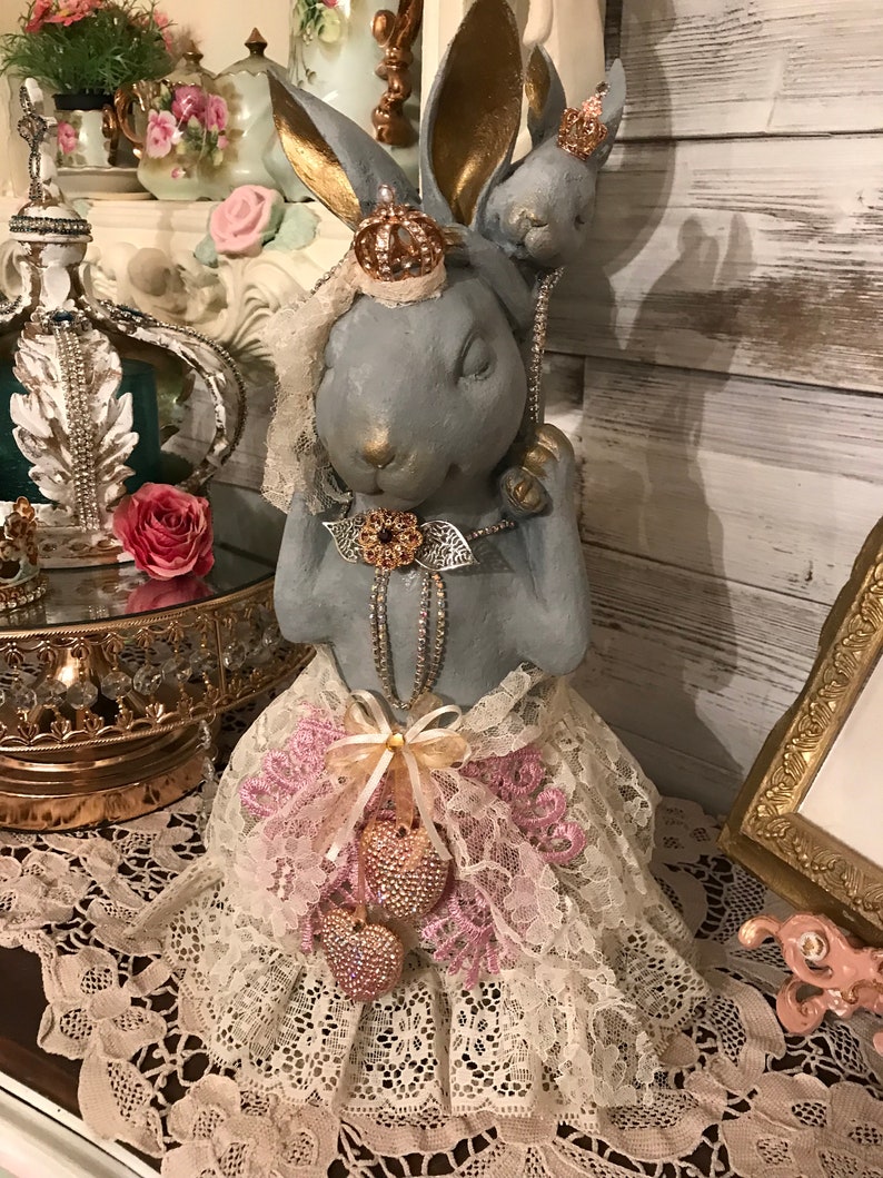 Adorable Momma Bunny Holding Baby Bunny Crowned Rabbit - Etsy