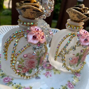 Eclectic Vanity Set: Royal Frankonia Plate, Crystal Rhinestone Bottles ...