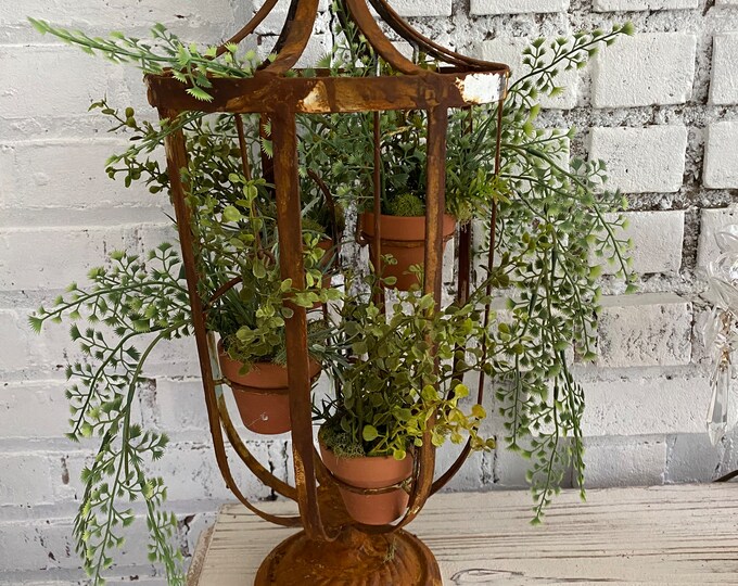 Rusty Farmhouse Metal Plant or Candle Lantern Table Display - Etsy