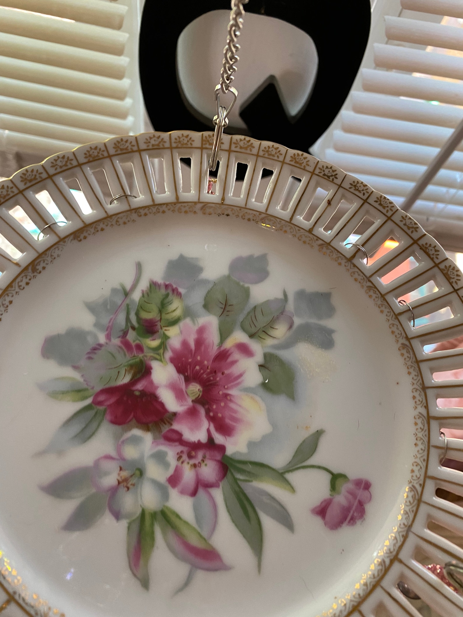 Hanging Lace Plate With Crystals Plant Hanger Candles - Etsy