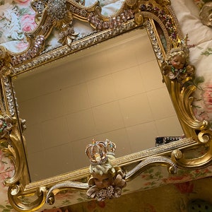 Sparkly Princess Vanity Wall Mirror, Rhinestones, Crowned Vintage ...