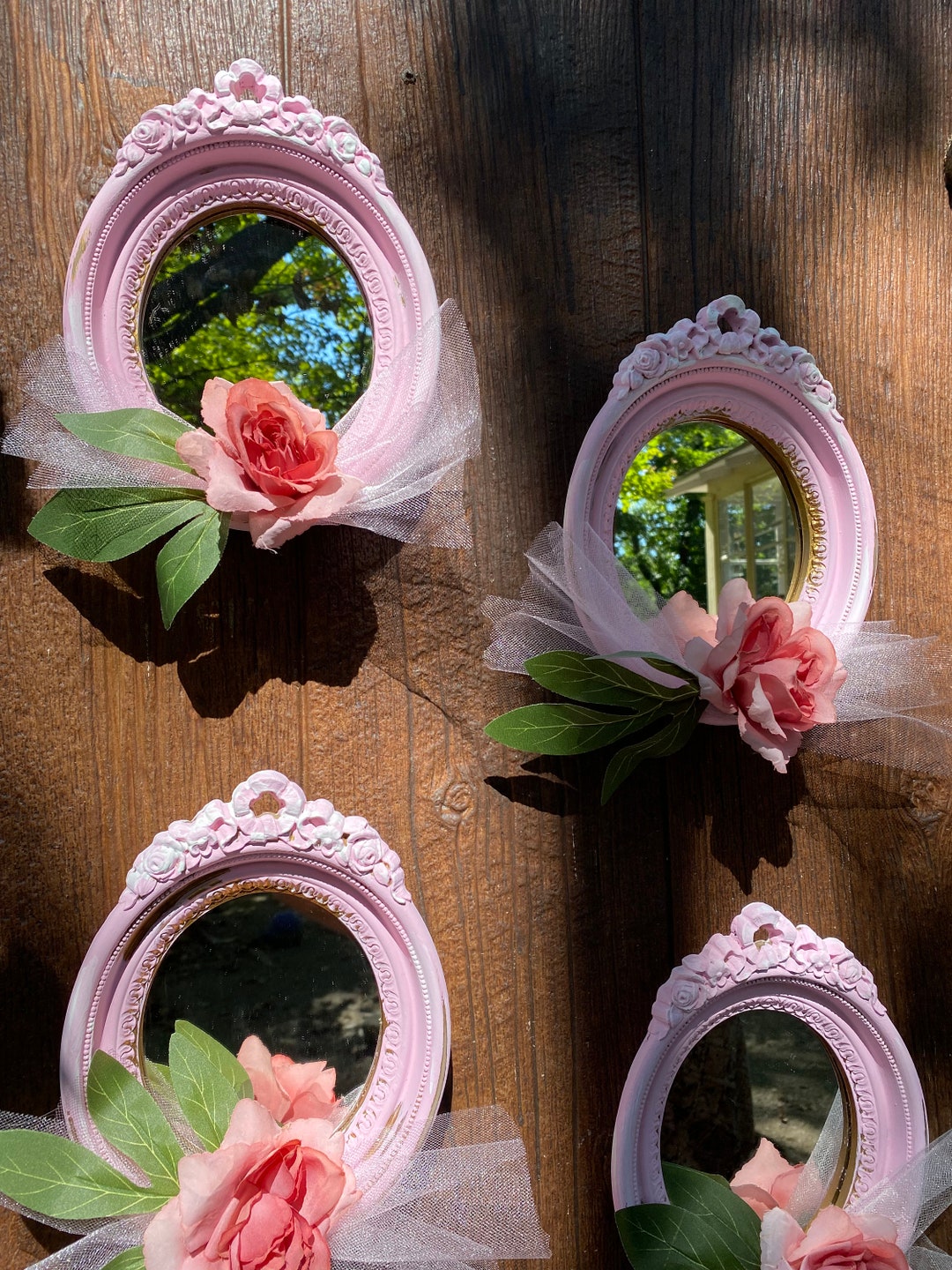 A Cute Set of Four Shabby Baroque Mirrors, Adorable Nursery Decor, Wall ...