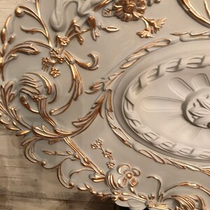 A Large Baroque Ceiling Medallion, Liquid Gold, Light Gray Rococo ...