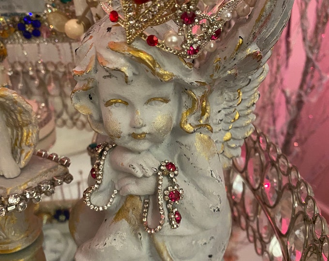 A Elegant Style Cherub Statue. A Day Dreaming Crowned Statue - Etsy