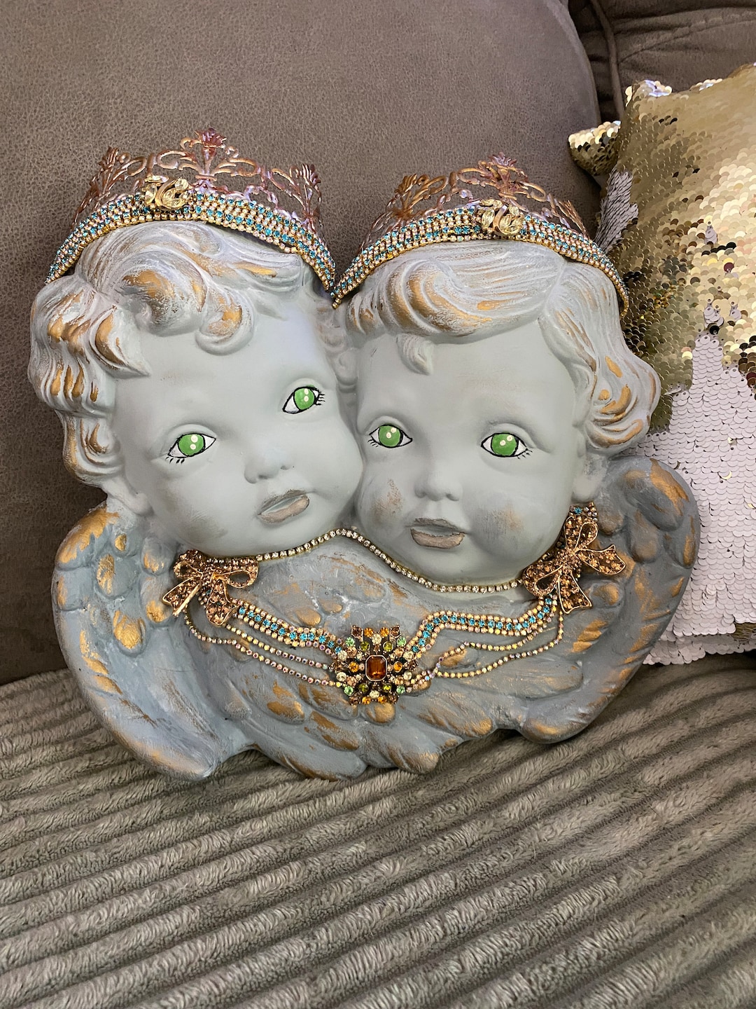 Stunning Scioto Angel Wall Plaque, Crowned Angels - Etsy