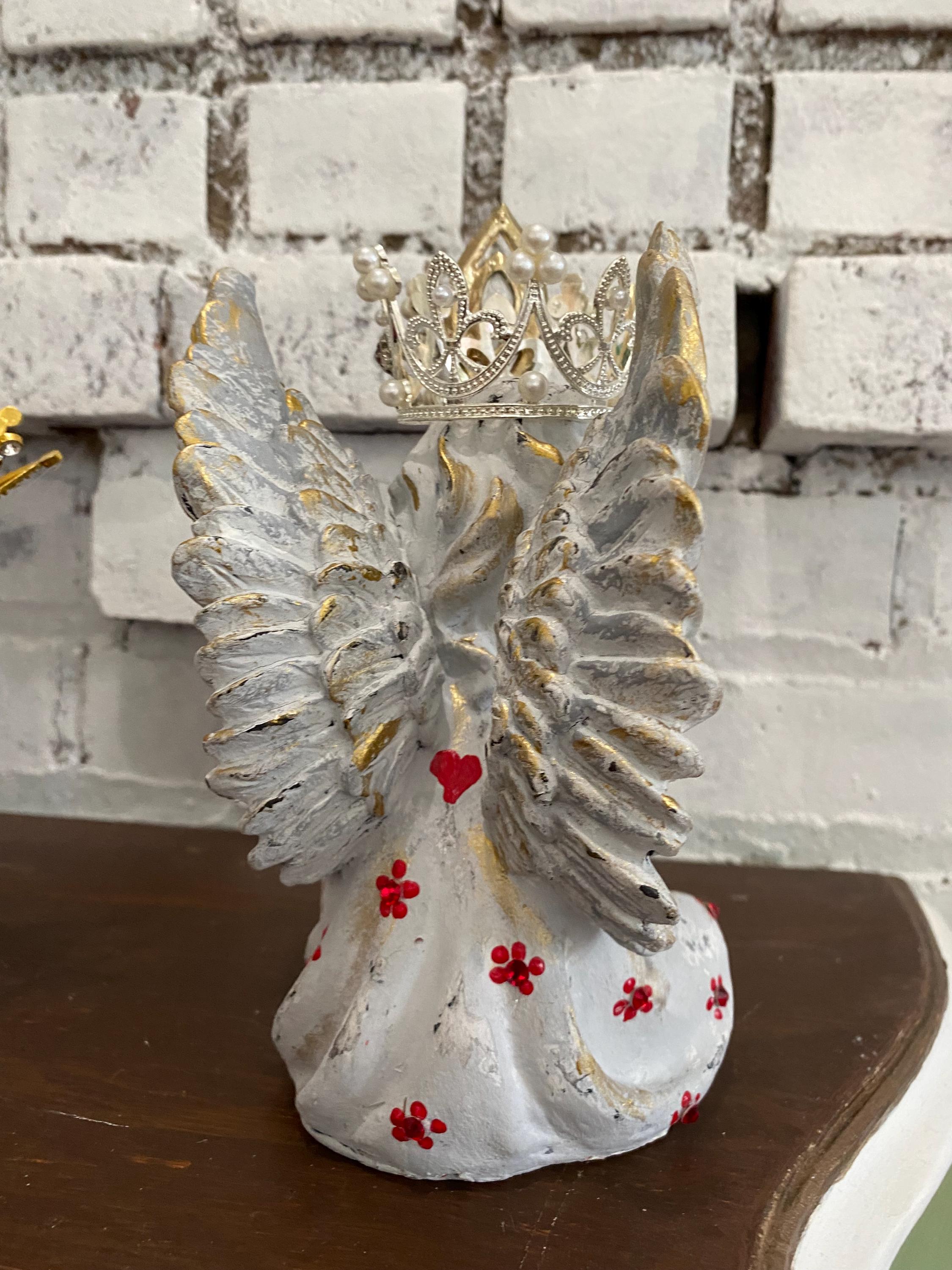 Crowned Cherub Figurine: Pink or Gray, Rhinestone Nursery Decor - Etsy