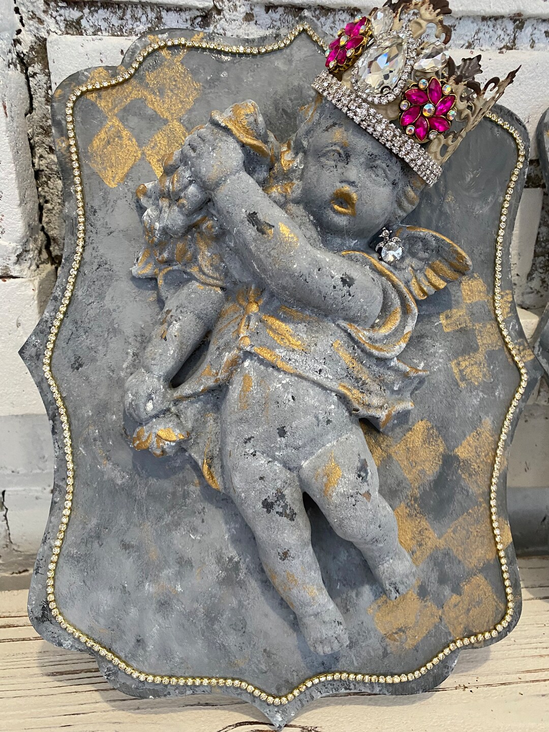 A Pair of French Nordic Cherub Wall Plaques, Crowned Cherub Wall ...