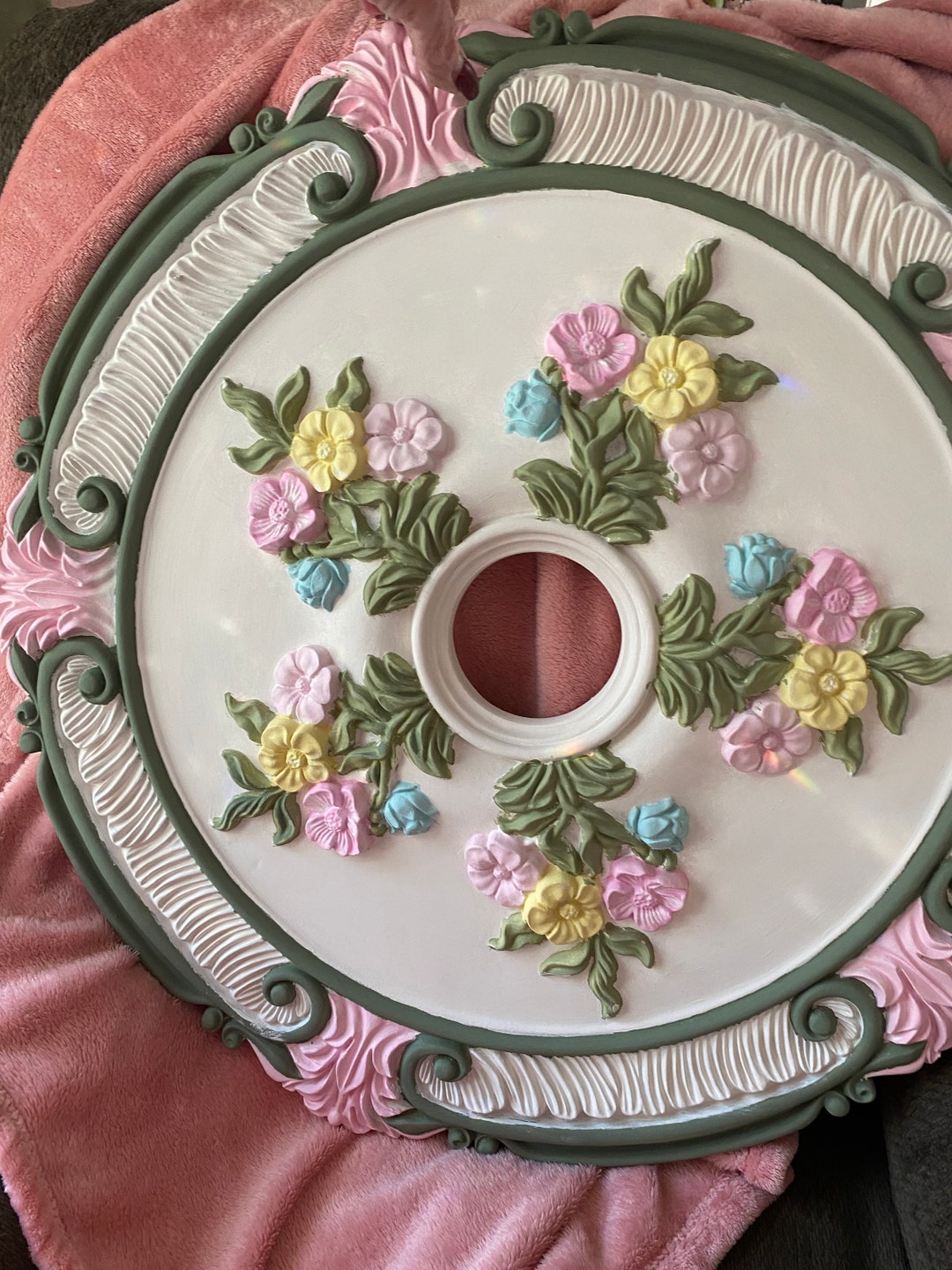 Oh so Shabby 26 Ceiling Medallion, Floral Design, Nursery Lighting ...