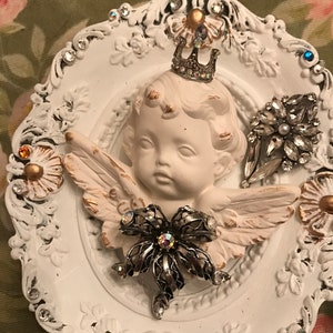 Adorable Framed Double and a Single Angel Rhinestones Baroque - Etsy