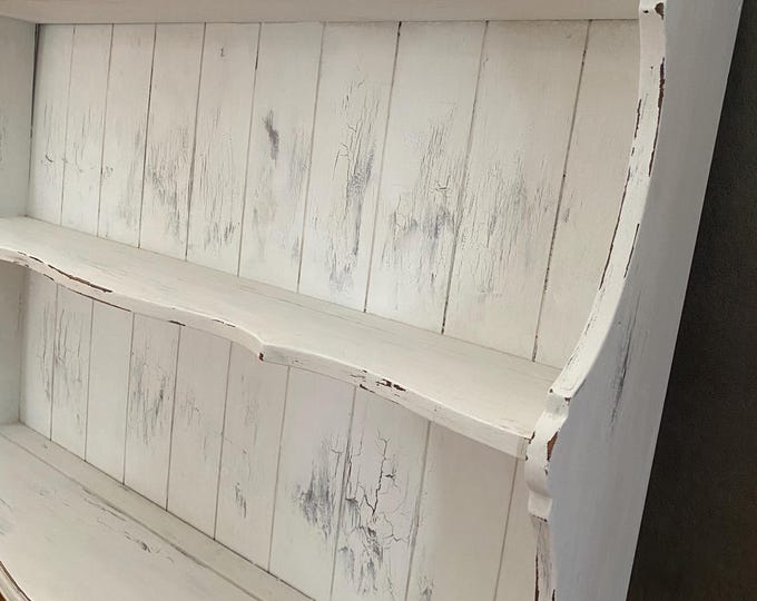 XL Farmhouse Distressed Wall Shelf, Wood Plate Shelf - Etsy