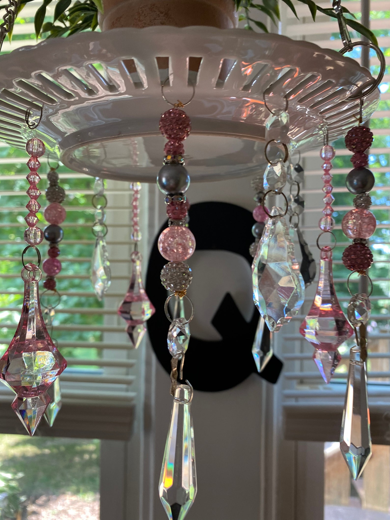 Hanging Lace Plate With Crystals Plant Hanger Candles - Etsy