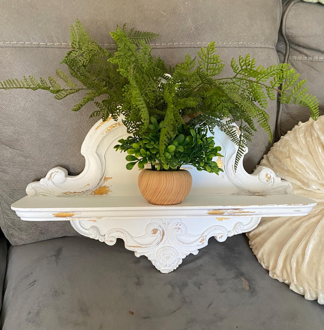 Ornate Distressed Wall Shelf, Pediment Style Shelf, Wall Hanging ...