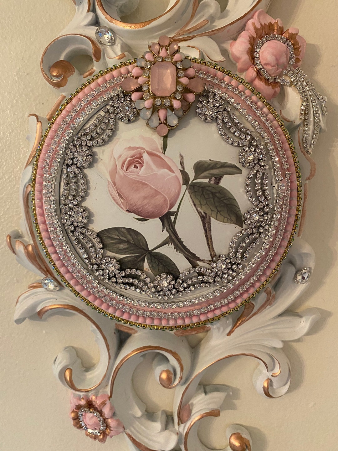 A Redesigned Baroque Wall Clock, Rhinestones, Shabby Wall Decor - Etsy