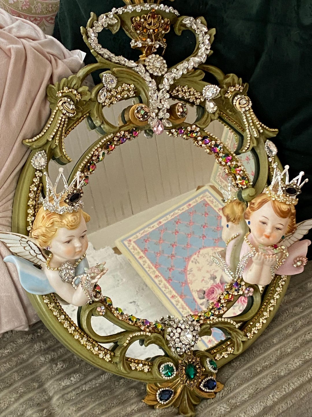 A Vintage Norcrest Angel Wall Mirror, Vintage Baroque Mirror, Vintage ...