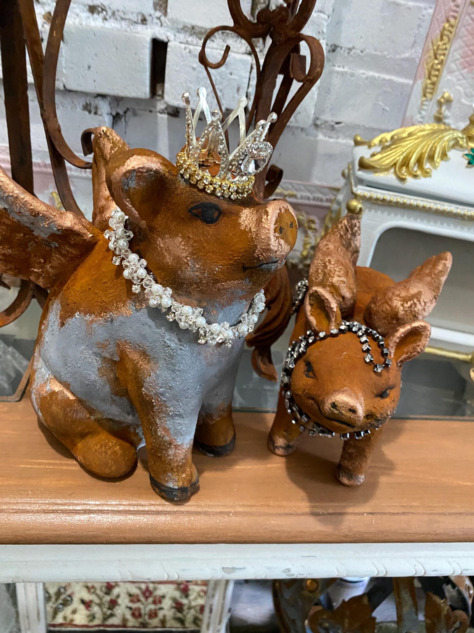 A Pair of Aged Flying Crown Pigs, Rusty Set, Shelf Sitters - Etsy