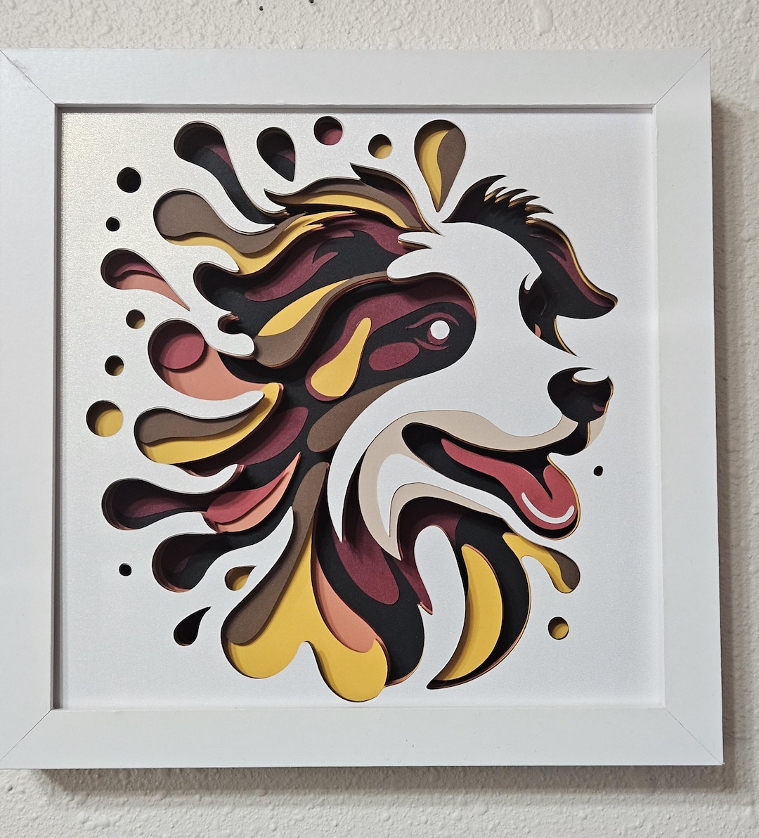 Colorful Border Collie Paper Art - Etsy