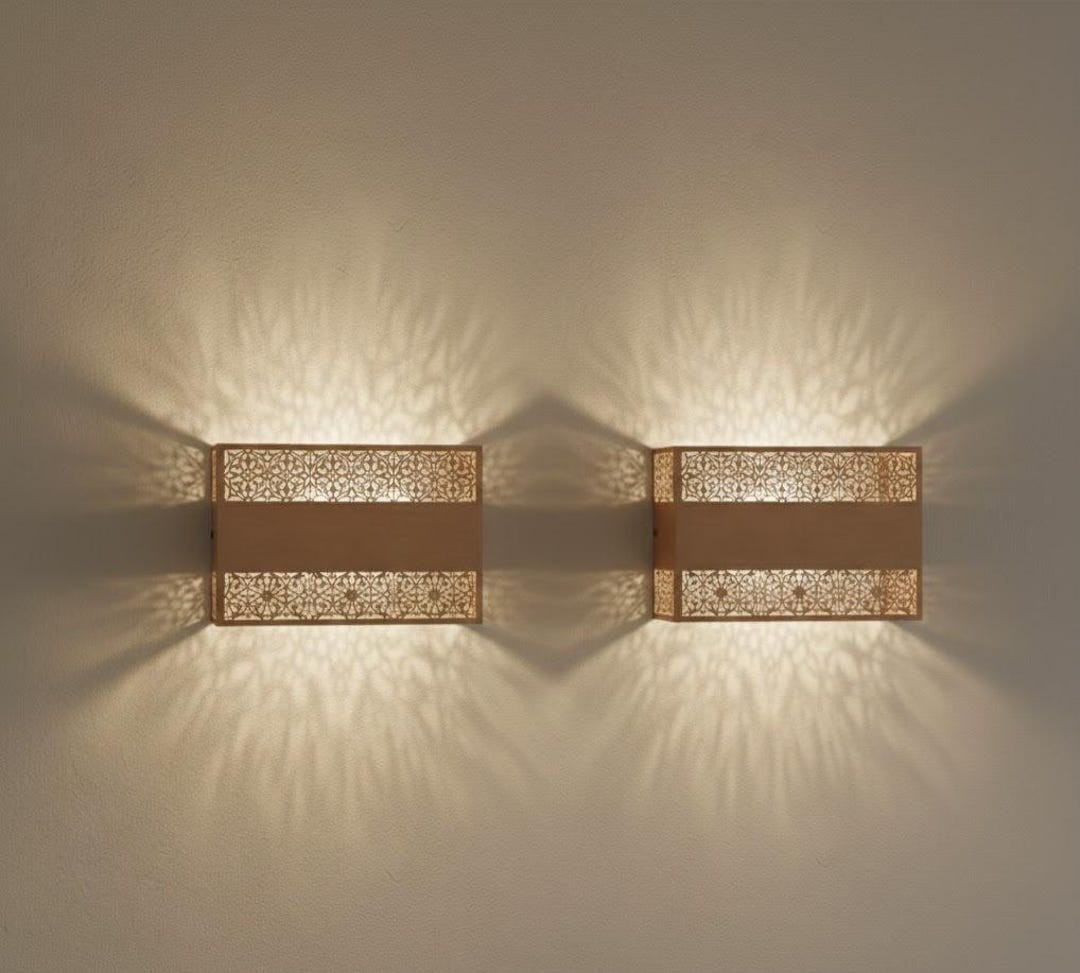 Set of Two Copper Decorative Wall Sconce – Modern Laser-cut Wall Light ...