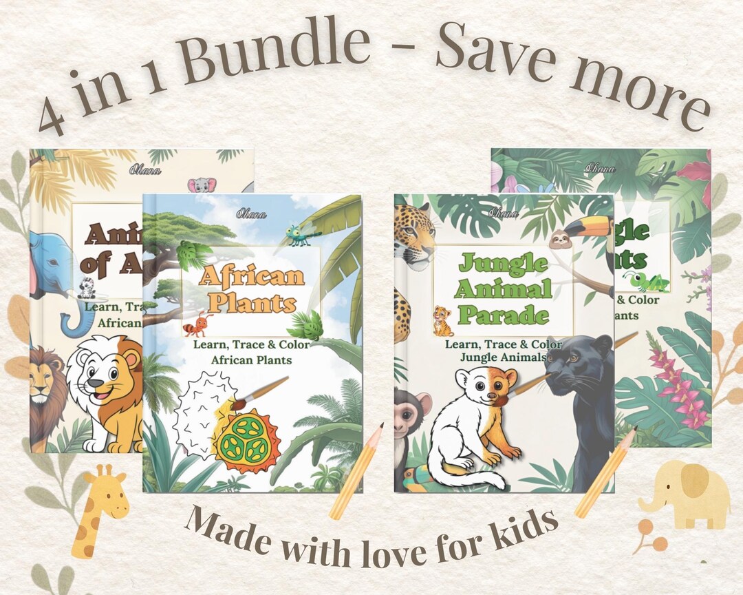 African & Jungle Wonders Digital Bundle for Kids Ages 2-7 | 4-in-1 ...