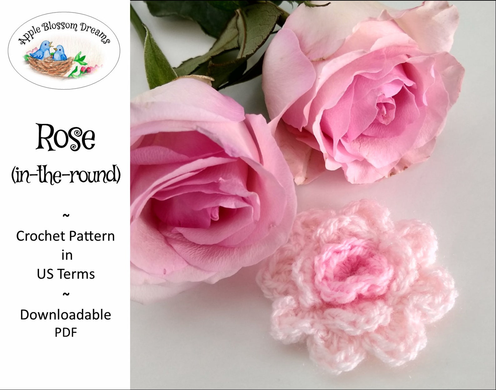 Rose in-the-round Crochet Pattern instant Download - Etsy