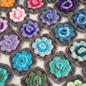 Tri-color Granny Rose 2 (motif Only) | Crochet Pattern (instant ...