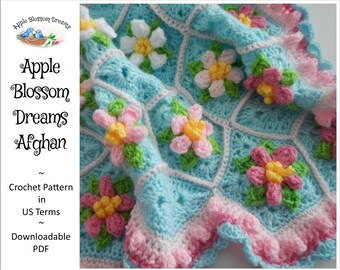 Cherry Blossom Afghan Crochet Pattern instant Download | Etsy